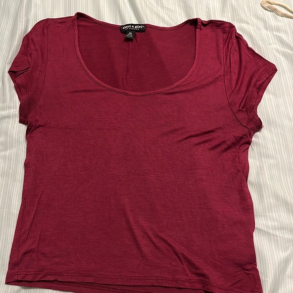 Tops | Dark Red Fitted Cropped T Shirt | Poshmark